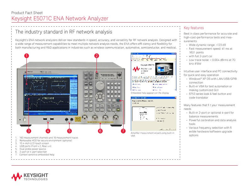 E5071C ENA Network Analyzer – Product Fact Sheet PDF Asset Page | Keysight